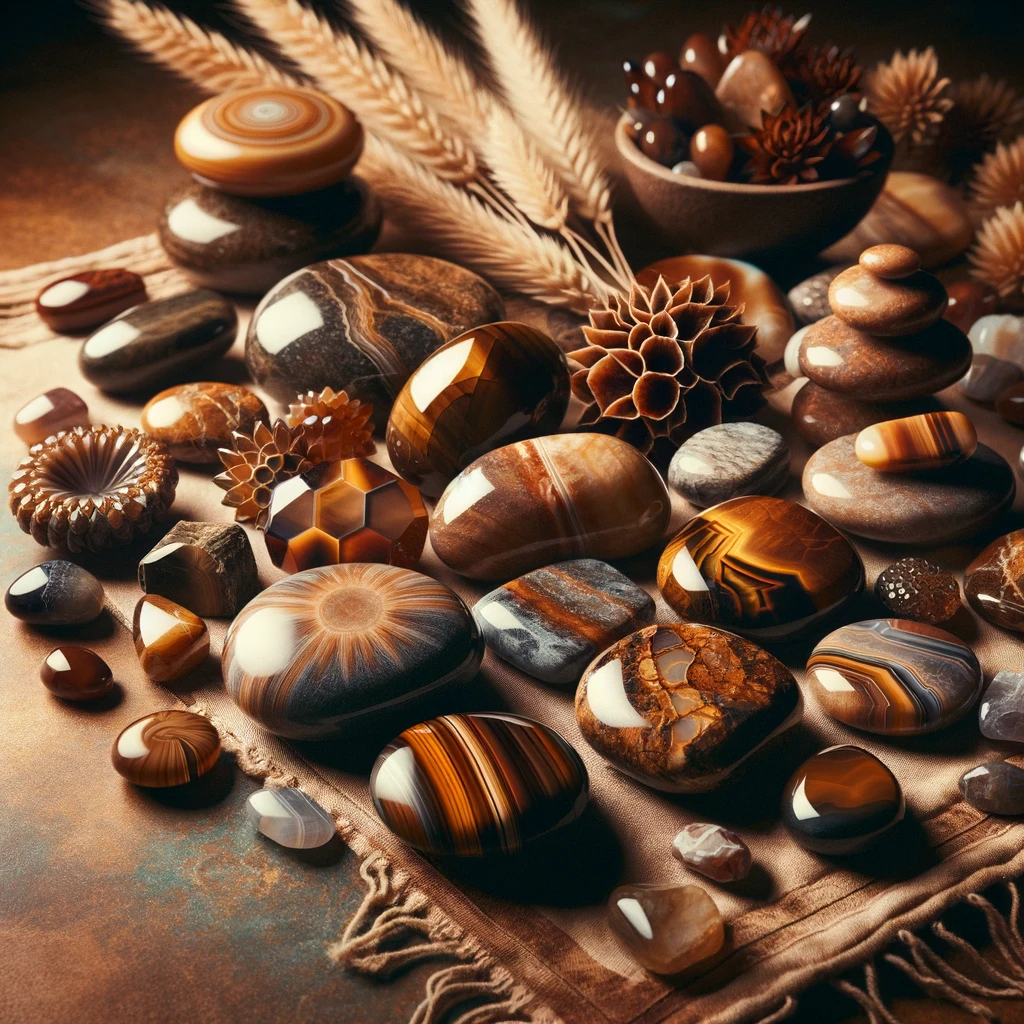 Pierre marron en lithothérapie : chiastolite, calcite marron...